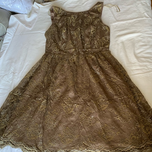 Dresses | Jessica Simpson Gold Lace Dress | Poshmark